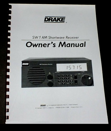 8 1/2 x 11" OWNER'S MANUAL for the DRAKE SW1 SHORTWAVE RADIO RECEIVER ...