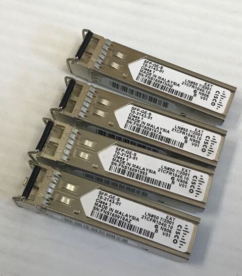 Lot of 4x Cisco Genuine 10-2143-01 SFP-GE-S 1000BASE-SX SFP Transceiver ...