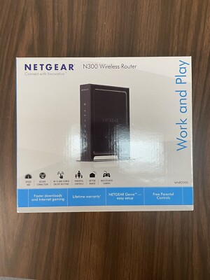 NETGEAR N300 WiFi Router Wireless WNR2000 v5 Black in Box Power Cord 4 ...