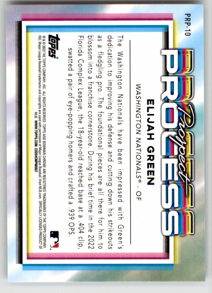 Elijah Green 2023 Bowman Chrome Prospect Process PRP-10 Washington ...