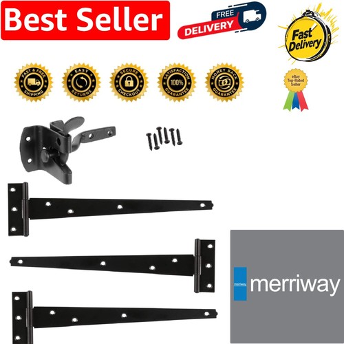 BH07086 Heavy Duty Wooden Garden Gate Hanging Kit, 3 x 12 inch Black ...