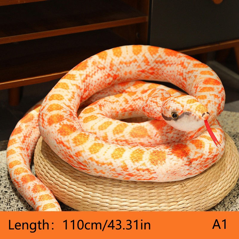 Artificial Python Plush Toy Long Snake Yellow Orange Green Python Plush ...