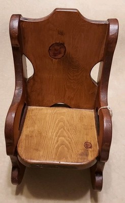 Handmade Solid Thick Sturdy Natural Wood Doll Bear Rocking Chair 12" H ...