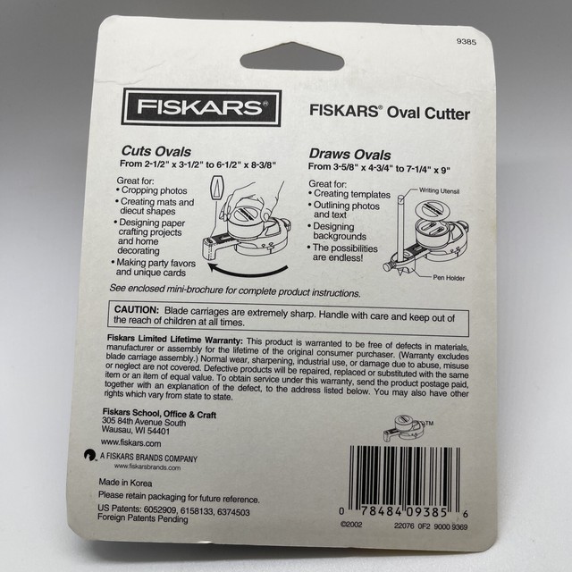 Fiskars Oval Cutting Tool Craft Paper Adjustable Cutter 9385 for sale ...