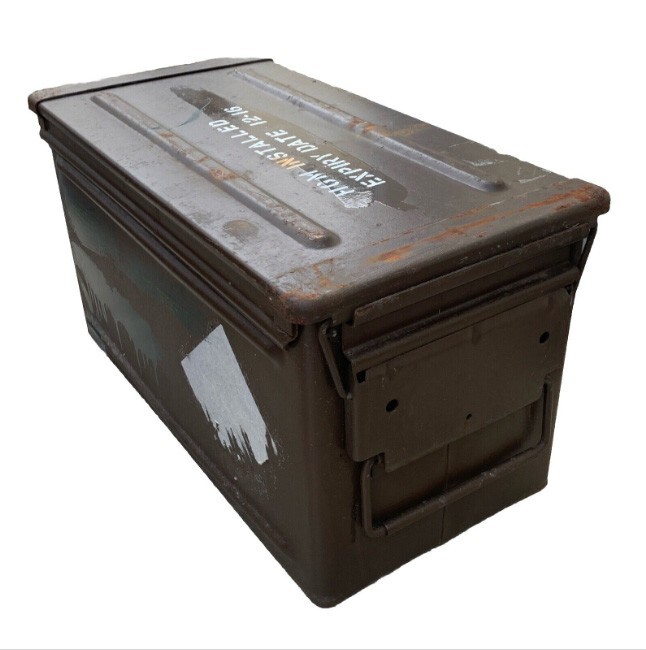 Ammo Tin A480 Large Army Metal Storage Box + Insert L 50 x W 25 x H 26. ...