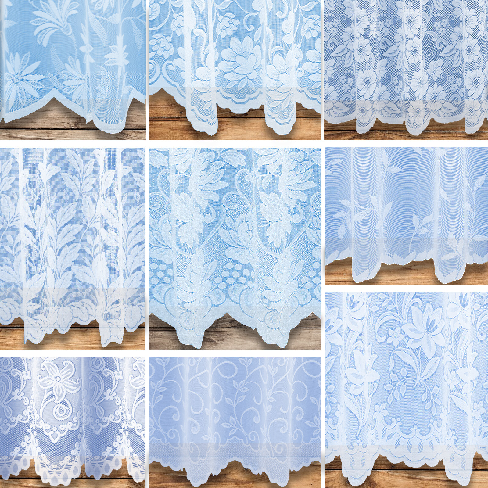 White Floral Net Curtains - Large Choice - Free Postage - Sold By The ...