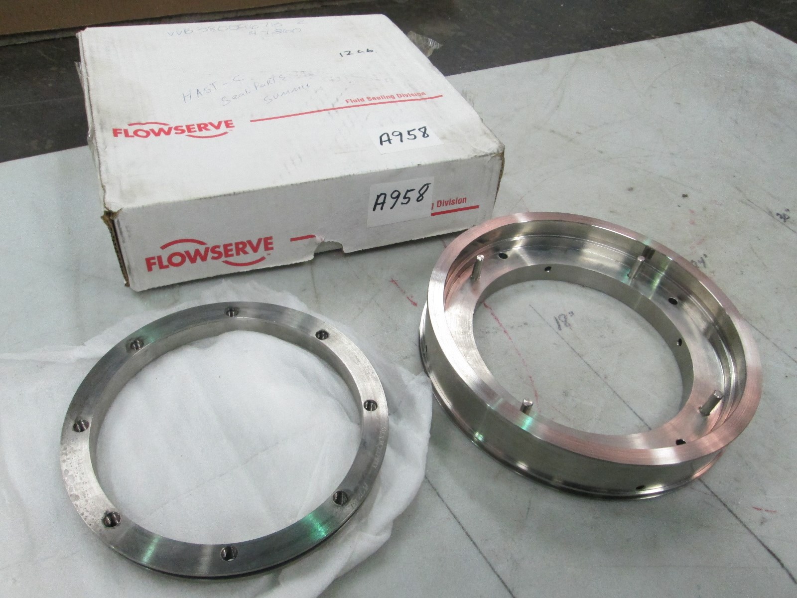 Flowserve Hast. C Seal Rings #VVB3805967B 2 8-7/8" OD X 6" ID # ...