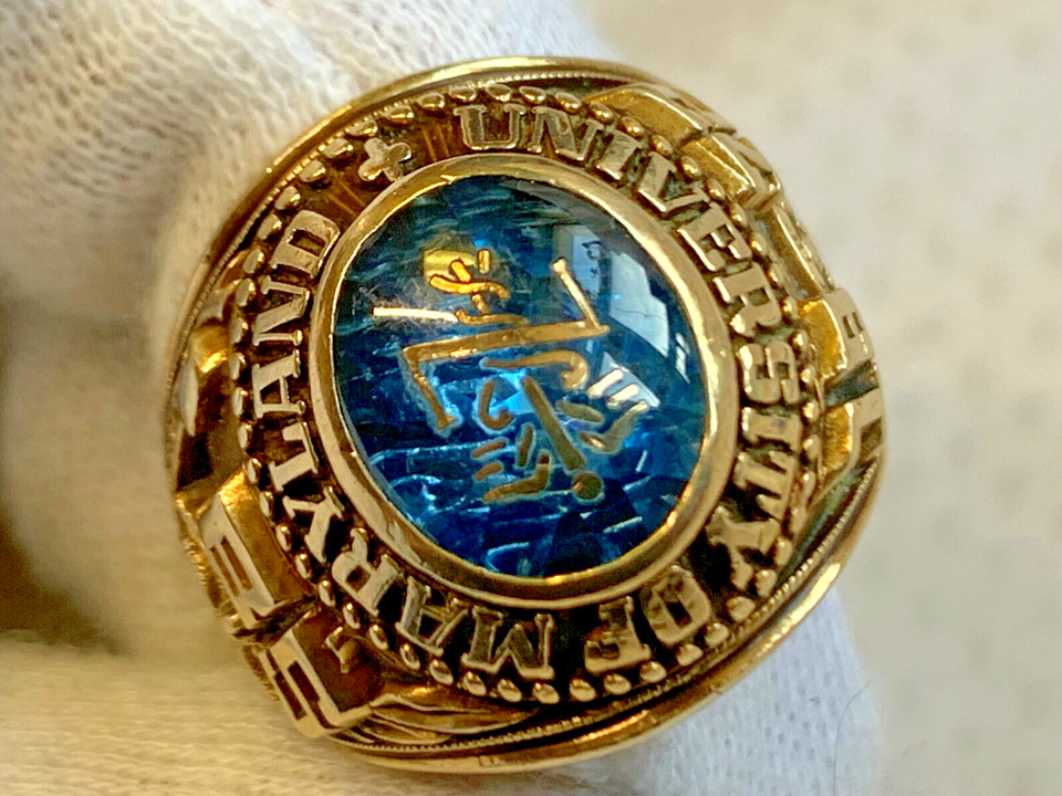 1972 University of Maryland Medicine Ring 10K Gold 17.58g Sz 7 Sapphire ...