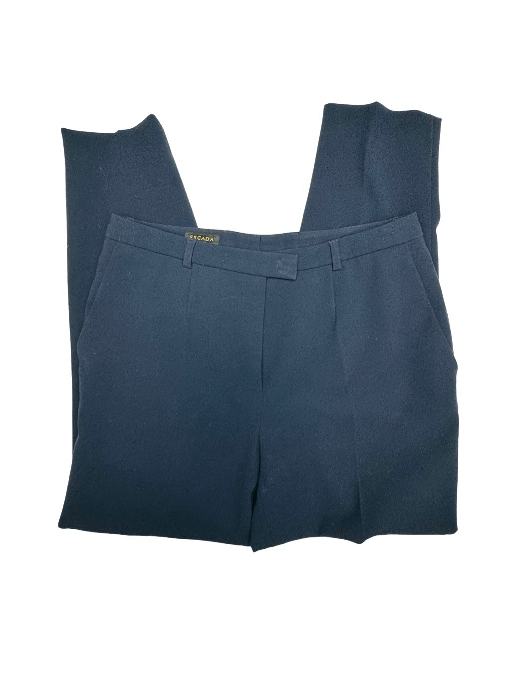 Escada Deep Navy Blue High Waist Straight Leg Boyfriend Formal Dress ...