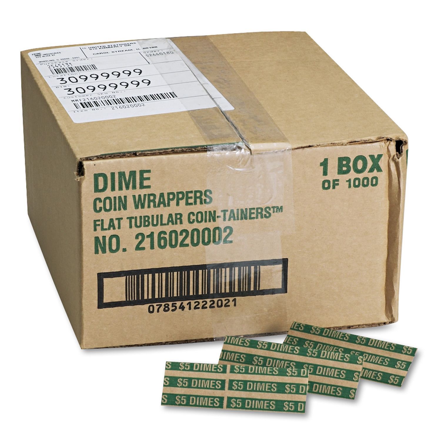 Coin-Tainer Company Pop-Open Flat Paper Dime Coin Wrapper 1000 ct NEW ...