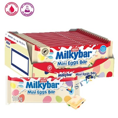 Milkybar Mini Eggs Easter White Chocolate Bar 100g with Mini Inclusions ...