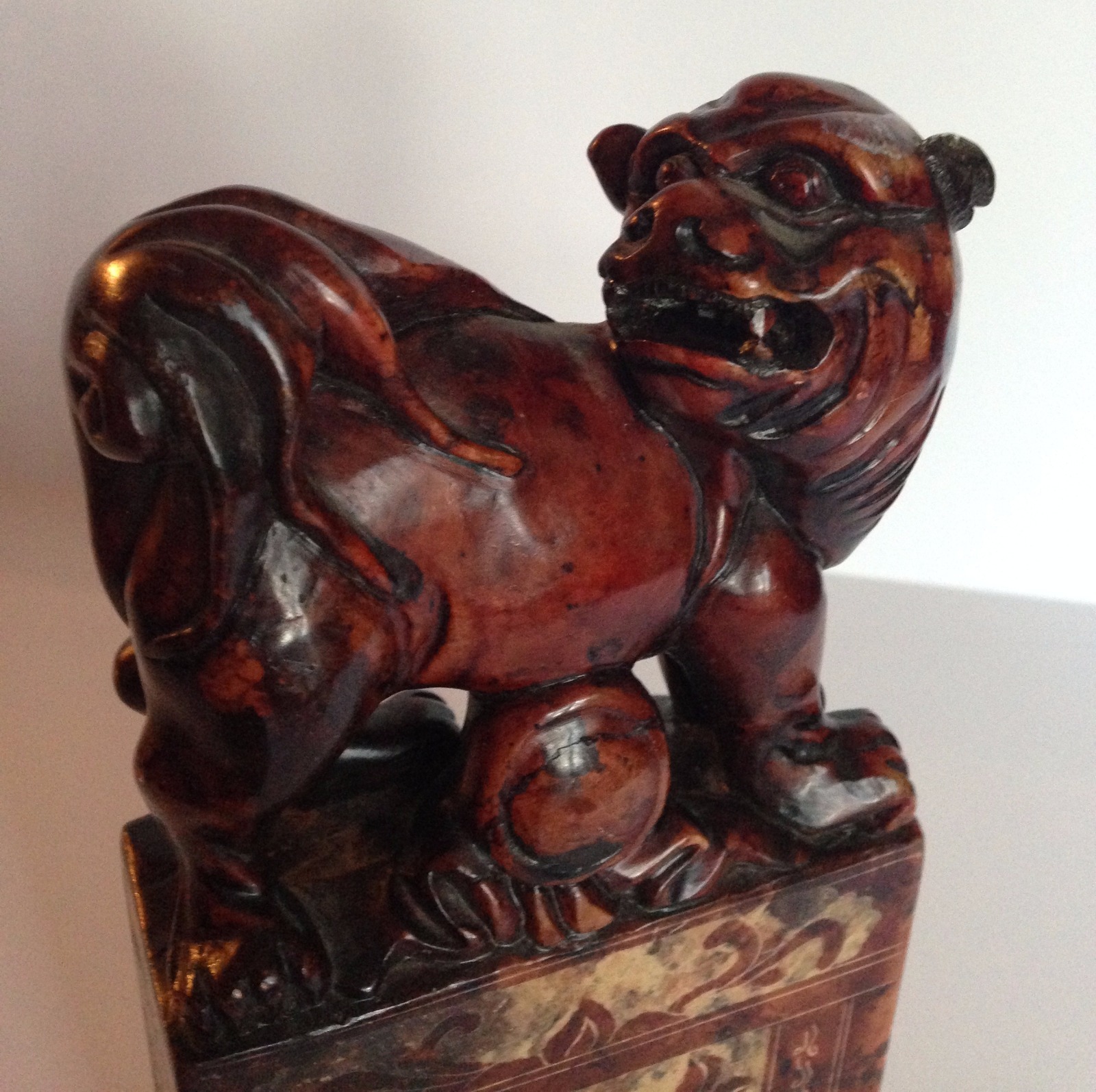 Chinese Stone Carved Fu Dog Lion Dog Statue Figurine STAMP SEAL Bottom ...