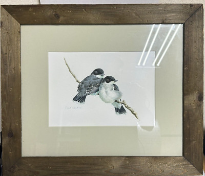 1978 DAVID PLANK original Wildlife Watercolor Painting Two Perched ...