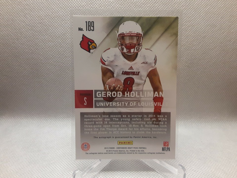 🏈2015 Panini Contenders Draft Ticket Blue Foil Auto Gerod Holliman RC ...