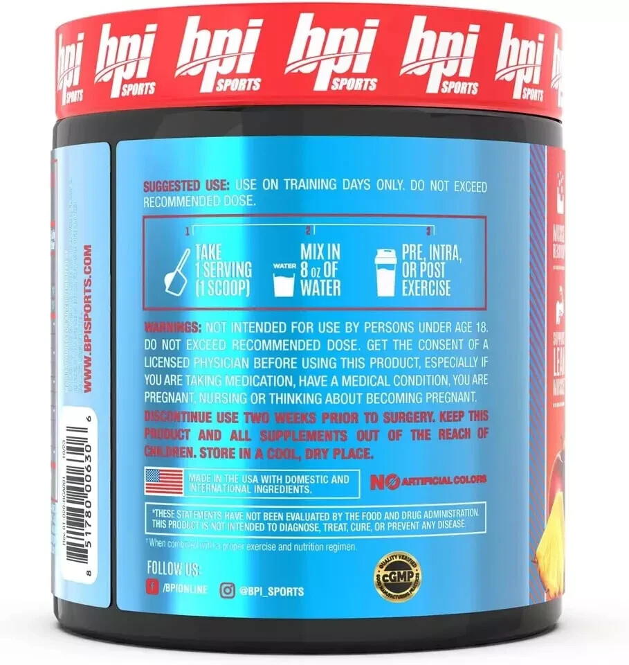 BPI Sports Best BCAA Peptide Linked Powder Fruit Punch, 300g Free ...