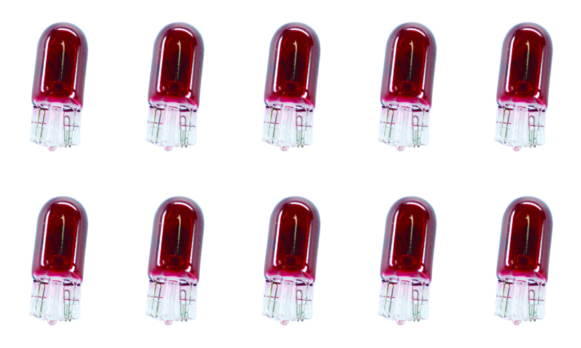 Box of 10 #194R 194 Red Lamp Auto Bulb Lightbulb 14V 3.78W 0.27A | eBay