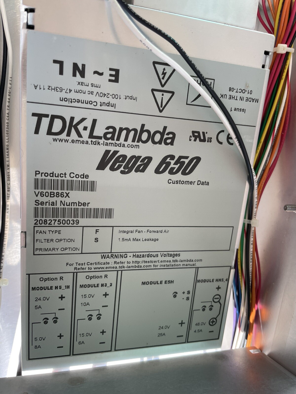 TDK LAMBDA Vega 650 650W Power Supply V60B86X | eBay