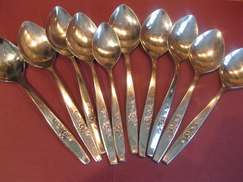 10 Pieces Oneida OUR ROSE SSS Glossy MCM Stainless Flatware Spoons | eBay