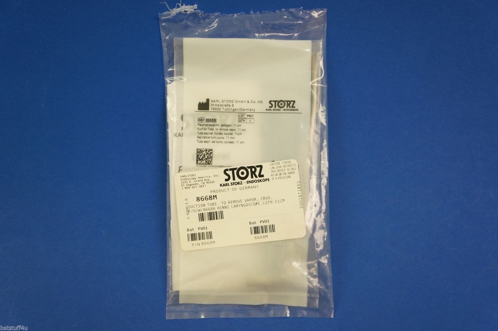 Karl Storz 8668M Suction Tube to Remove Vapor CRVD F/u/w/8668a Hinni ...