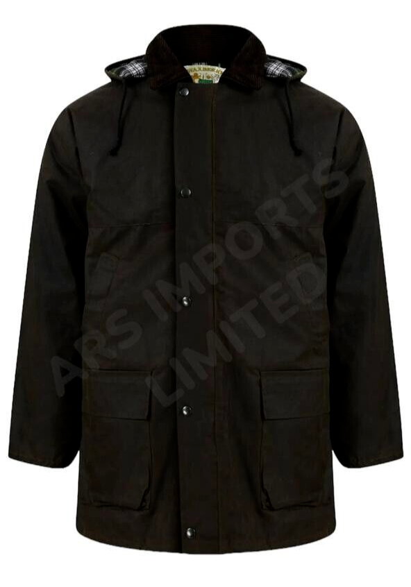 Mens Countryman Padded Cotton Wax Hooded Hunting Fishing Farming Jacket ...