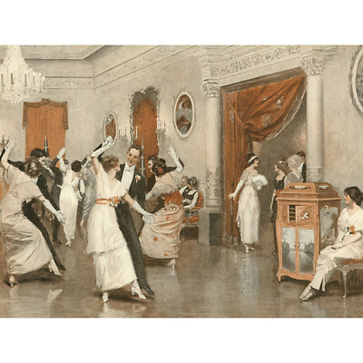 PAINTING PARTY SCENE DANCE FORMAL BALLROOM STYLISH TWENTIES FUN FINE ...