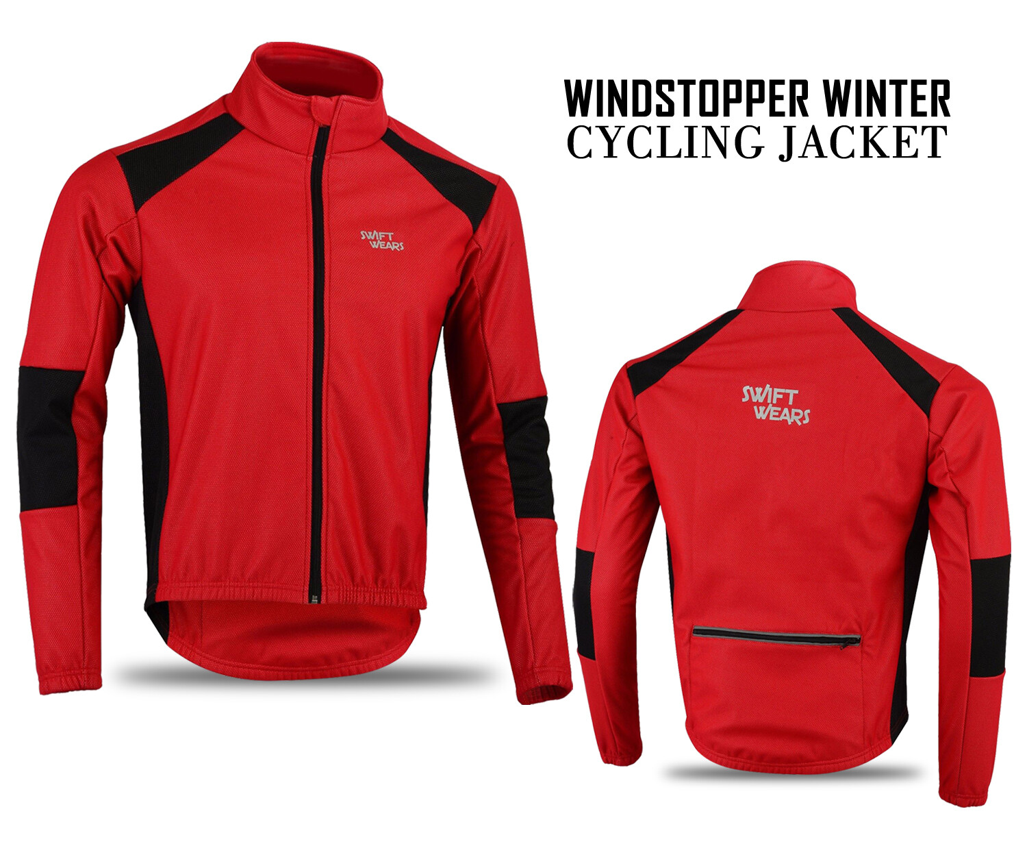 Cycling Jacket Winter Thermal Fleece Windproof Long Sleeve Bike Coat ...