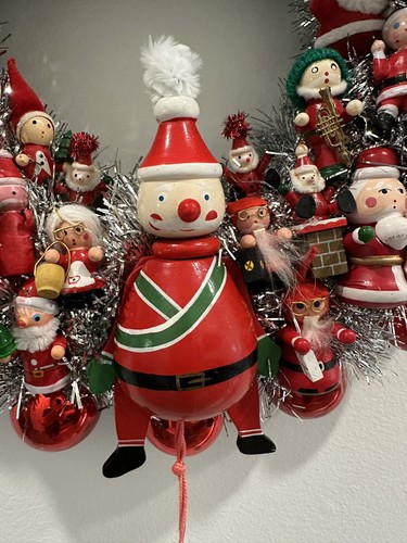 Handmade Christmas Ornament Wreath Vintage-Kitsch-Santa | eBay