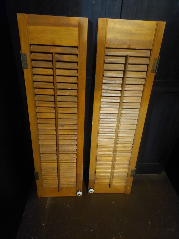 Vintage Wood Louver 32” x 9” Window Shutters Interior Folding Rustic ...