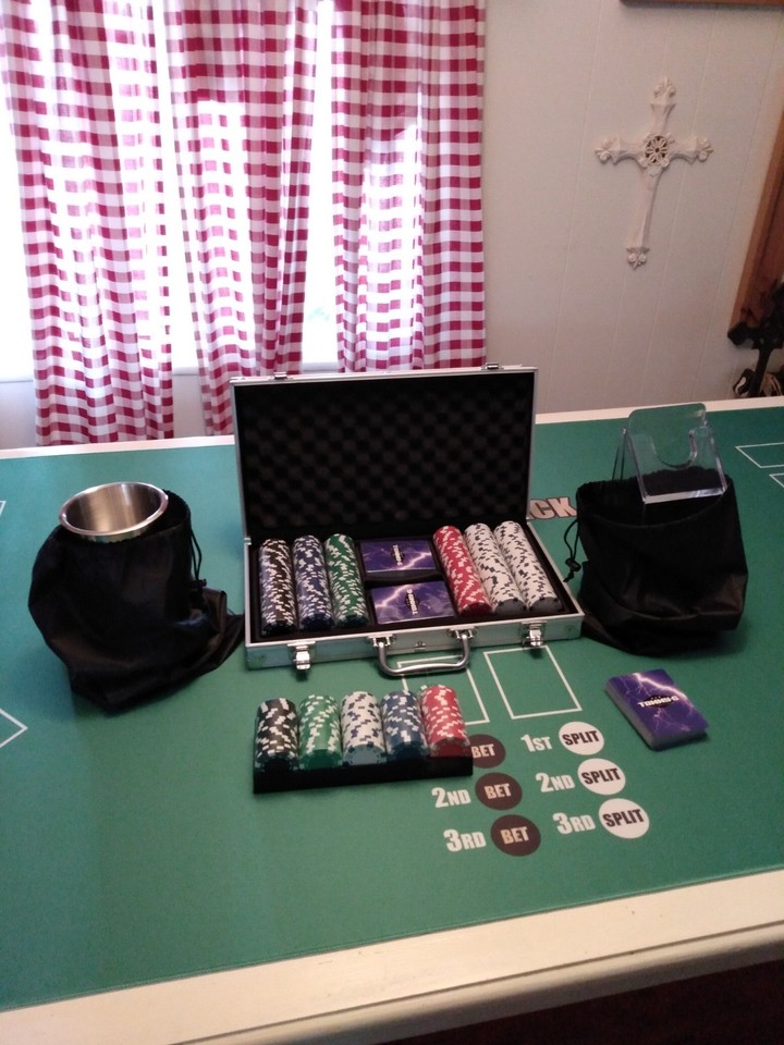 blackjack card table gaming mat | eBay