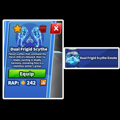 Roblox Blade Ball Dual Frigid Scythe Emote+blade | eBay