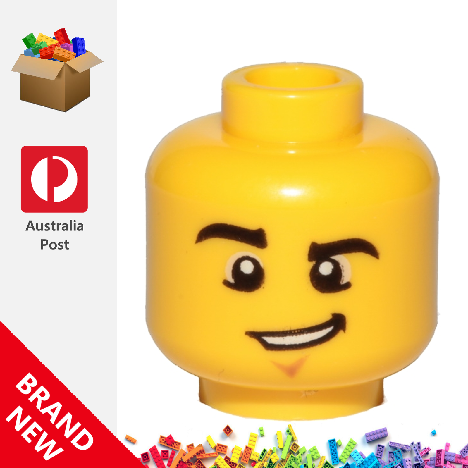 Genuine LEGO™ Yellow Minifigure Head Male Black Eyebrows 3626 6021844 ...