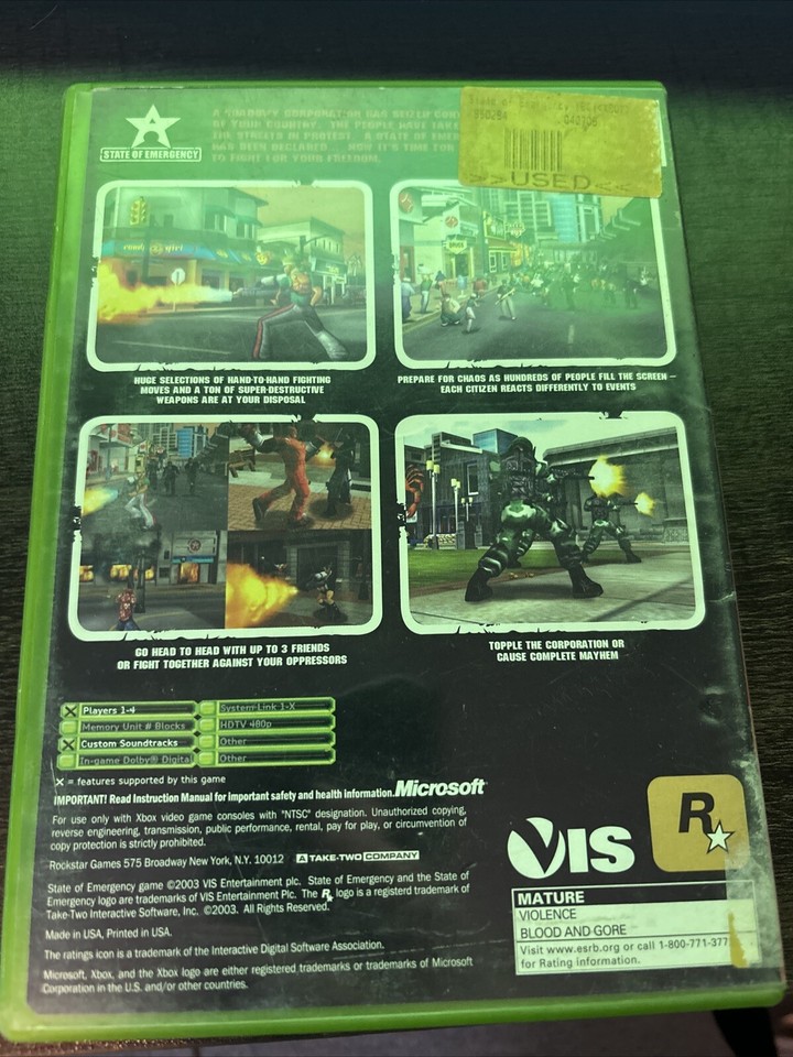 State of Emergency (Microsoft Xbox, 2003) No Manual 710425291869 | eBay
