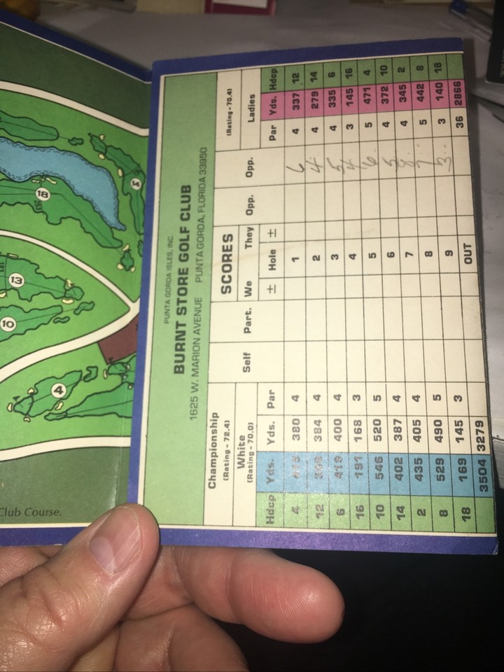 Burnt Store Golf Club Scorecard | eBay