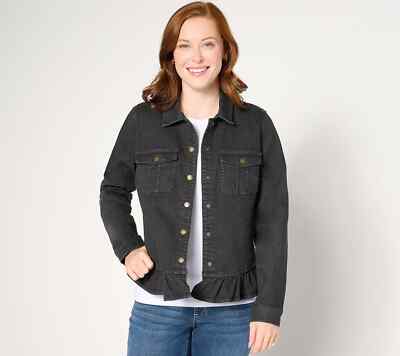 Belle Boho by Kim Gravel Vintage Style Ruffle Hem JAcket BLACK X-SMALL ...