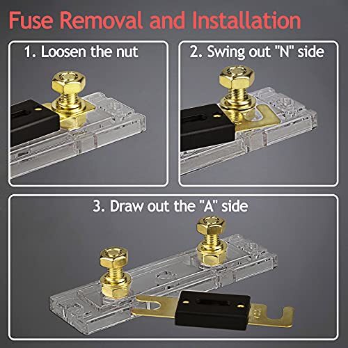 3 Pack 50 Amp Anl Fuse Holder Block 0/2/4/8 Gauge Awg Car Audio 50a 1/0 ...