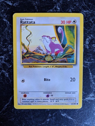 Rattata 61/102 Unlimited Original Base Set 1999 Pokemon Card *FREE ...