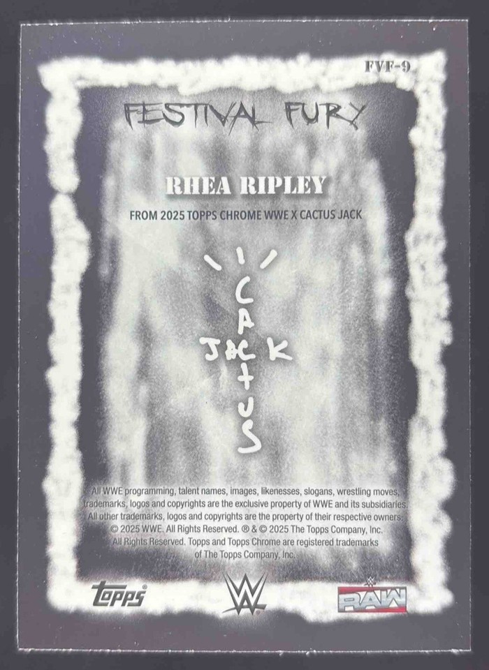2025 Topps Chrome WWE x Cactus Jack Rhea Ripley Festival Fury Green /99 ...