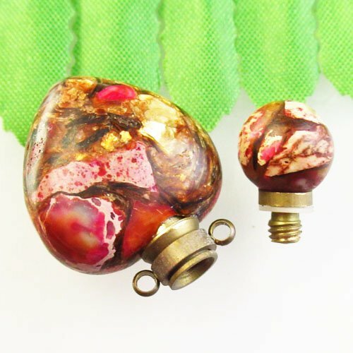 Red Gold Copper Bornite Heart Essential Oil Diffuser Bottle Pendant ...