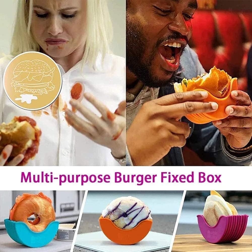 4 Pcs Retractable Reusable Burger Holders Hamburger Sandwich Fixed Box ...