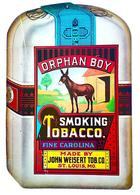 RARE ORIGINAL ANTIQUE ORPHAN BOY CAROLINA MULE TOBACCO CARDBOARD STORE ...