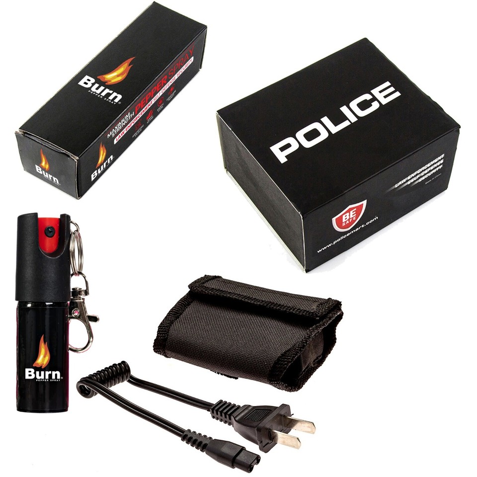 POLICE Stun Gun Burn Pepper Spray Self Defense Combo 519 Black | eBay