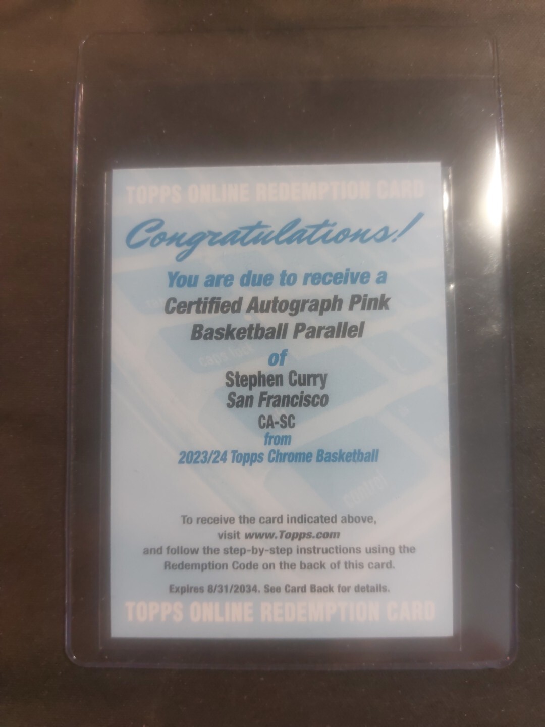 2023-24 Topps Chrome Certified Auto Steph Curry Pink Basketball ...
