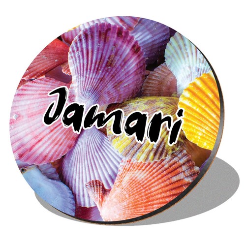 1 x Round Coaster - Name Jamari Sea Shells Lettering #264795 | eBay UK