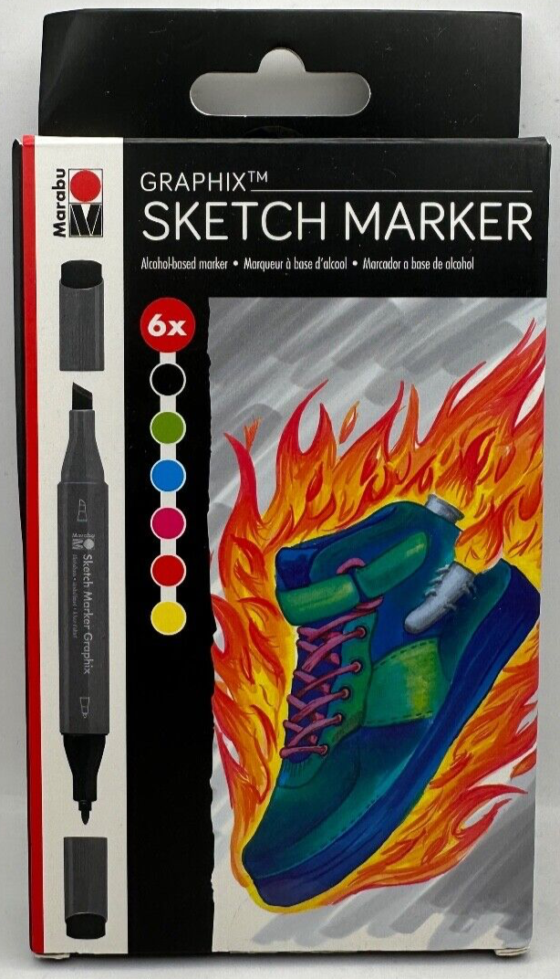 Marabu Sketch Marker Pen Set Graphix HEAT (6pk) | eBay