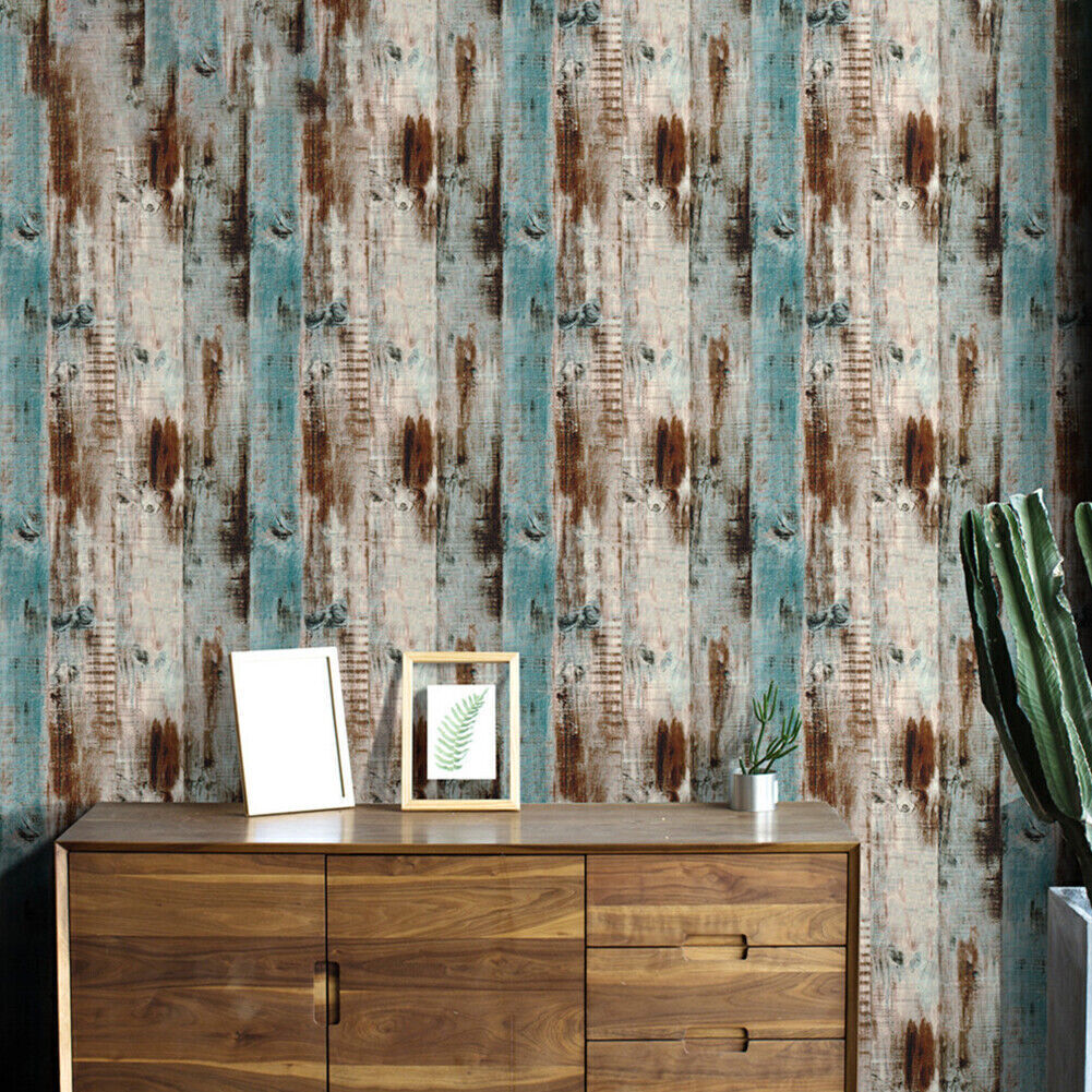 10m Rustic Wood Plank Wallpaper Self Adhesive Vinyl Wrap Furniture Wall ...
