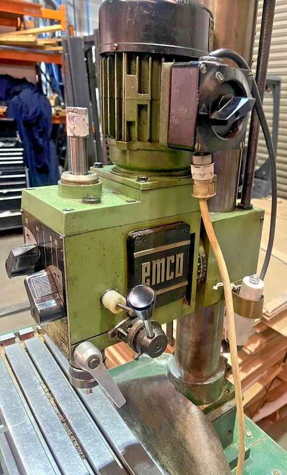 Emco milling machine on a cabinet with accessories lathe chuck collet ...