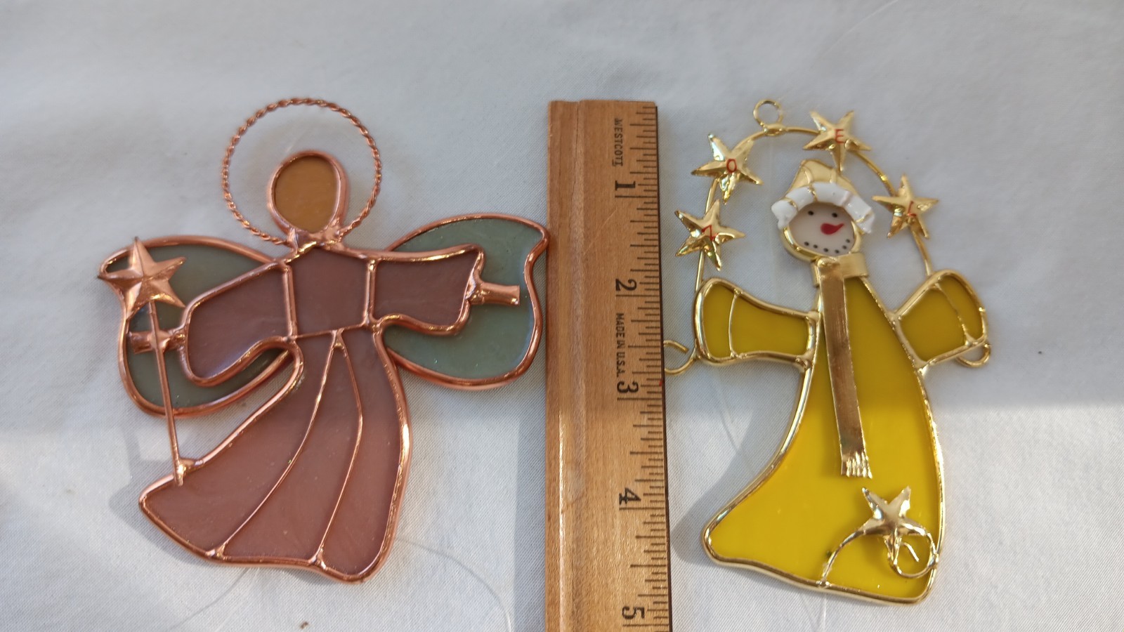 Vintage Stained Glass Angel Suncatchers 5" Tall Set of 2 | eBay UK
