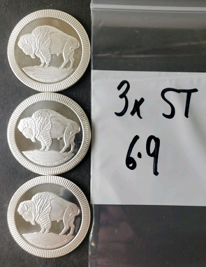 Lot of Three SilverTowne 1oz Silver Buffalo Rounds | eBay