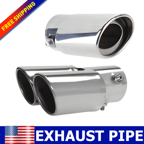 Stainless Steel Straight Exhaust Tip 2.5" Slant Cut Chrome Muffler Tail ...