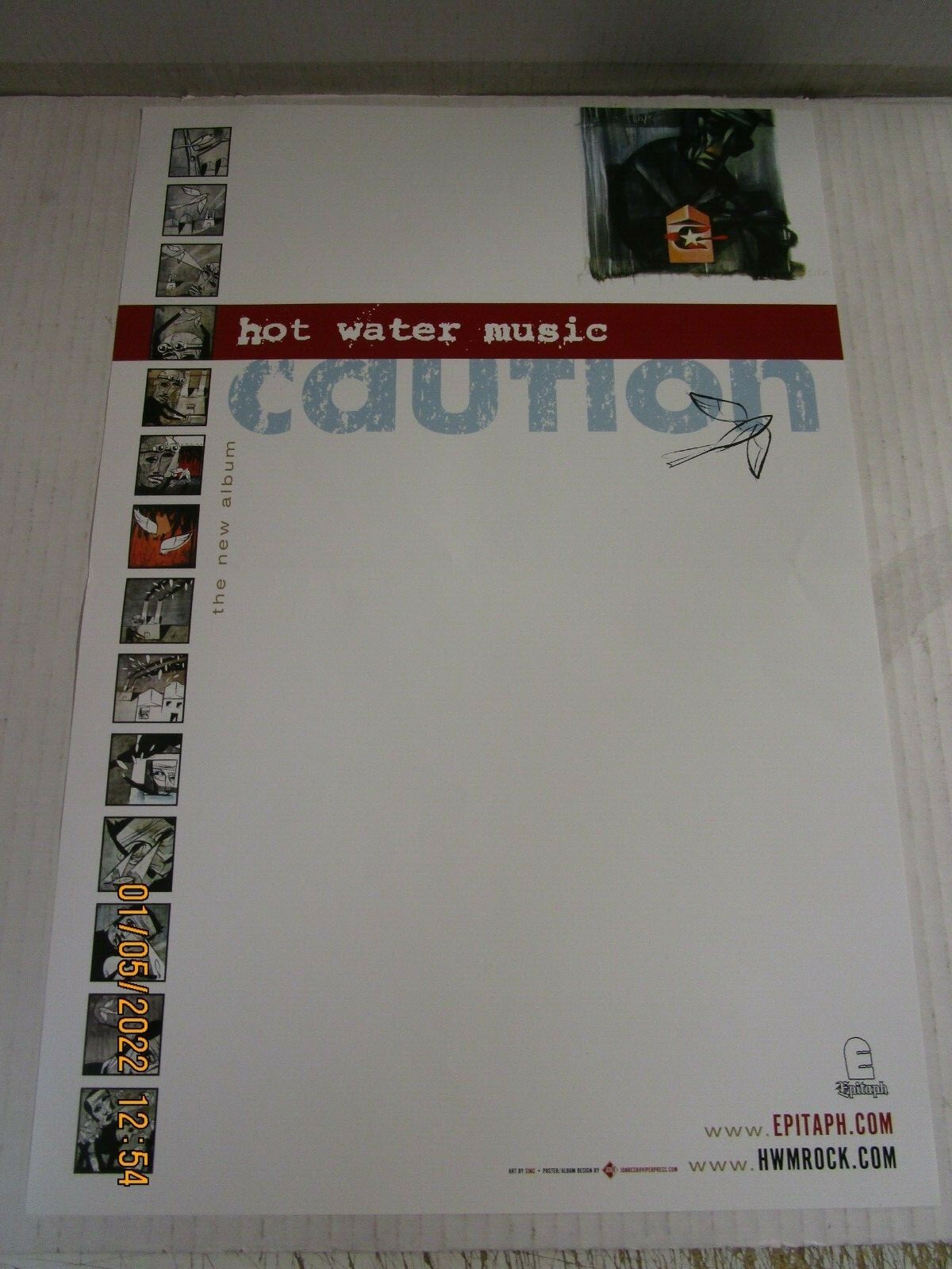 HOT WATER MUSIC Caution Promo Poster New! Unused! Epitaph Records 2002 ...